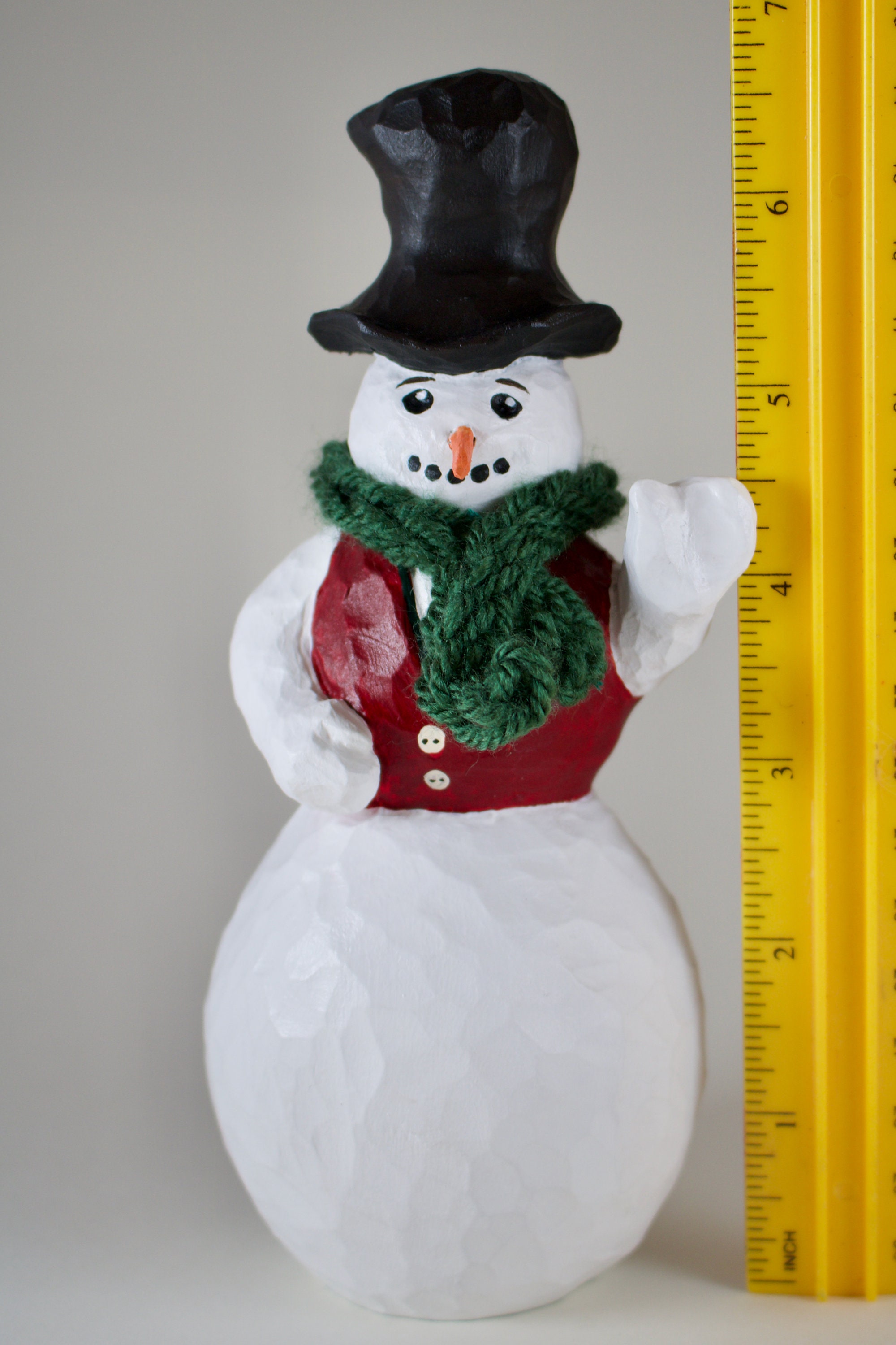 Snowman Statue Cast From an Original Woodcarving Hand Painted Bonded ...