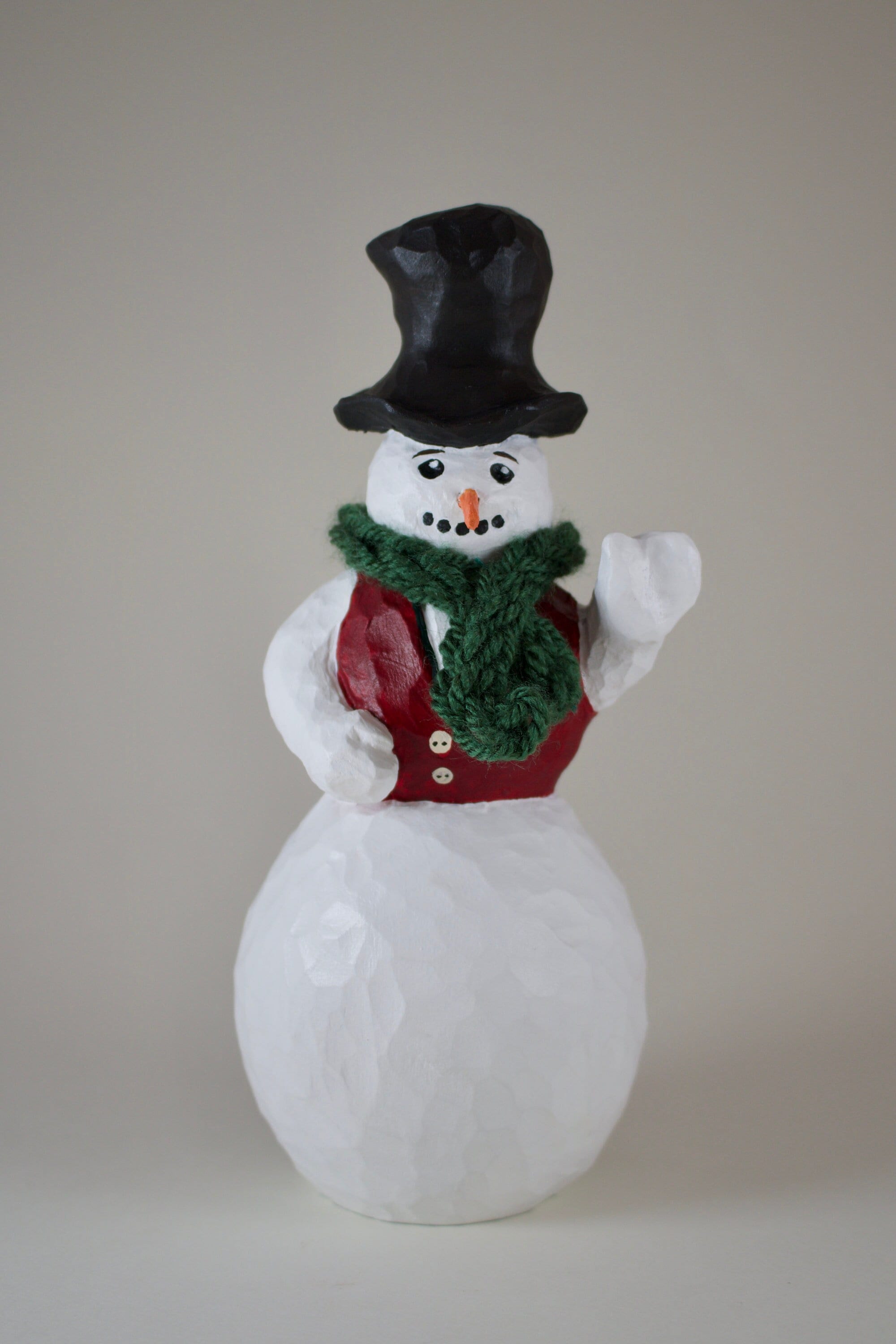 Snowman Statue - Cast From an Original Woodcarving - Hand Painted ...