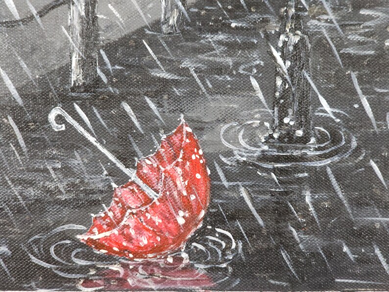 A Crying Girl in the Rain Acrylic Painting Landscape Painting - Etsy