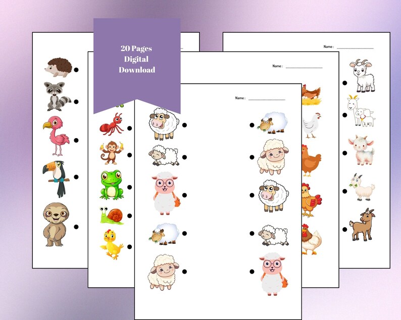 Animal Matching Activity, Animal Pairs Matching Activity, Preschool ...