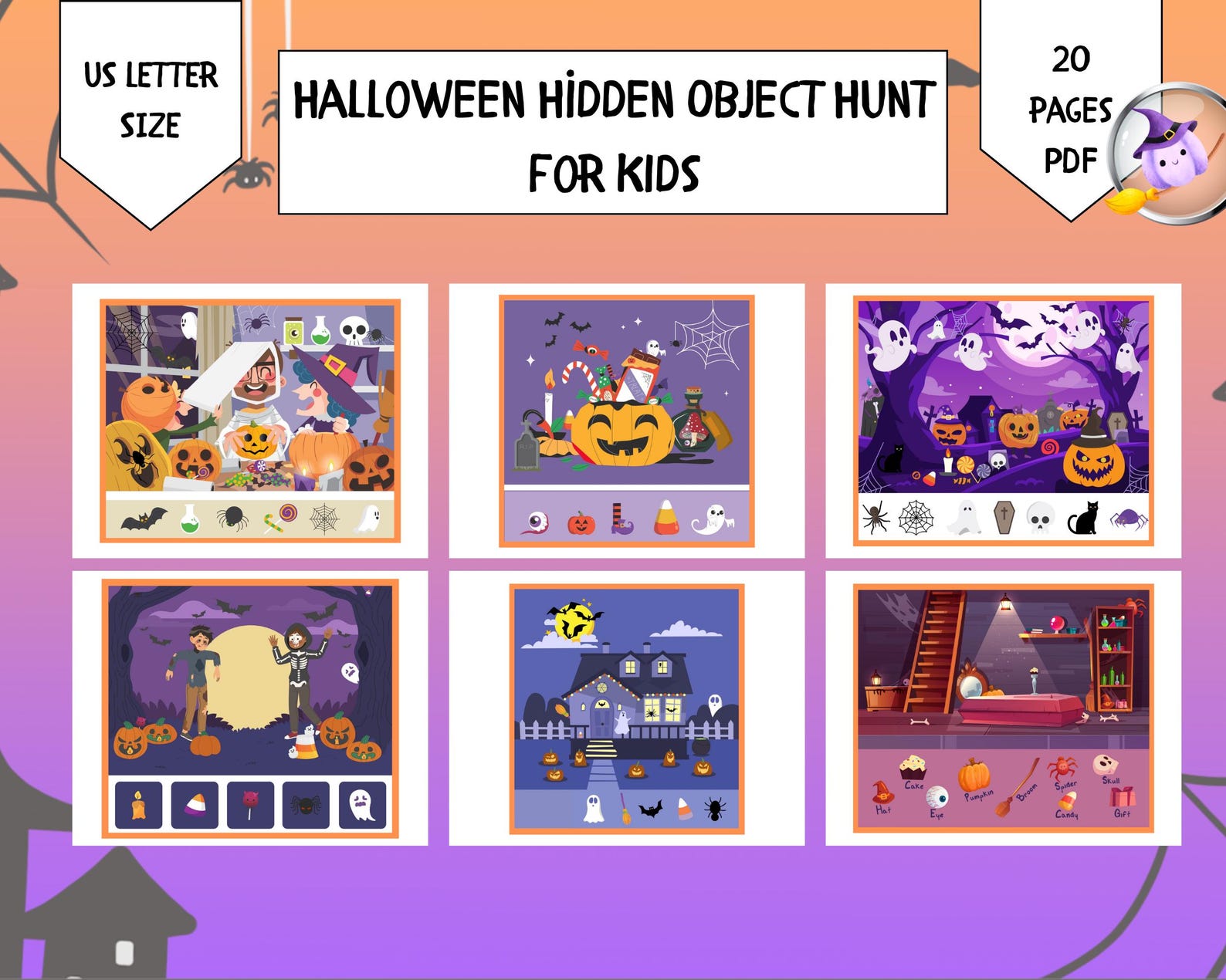 Halloween Hidden Object Hunt for Kids, 20 Page Fun and Brain-boosting ...