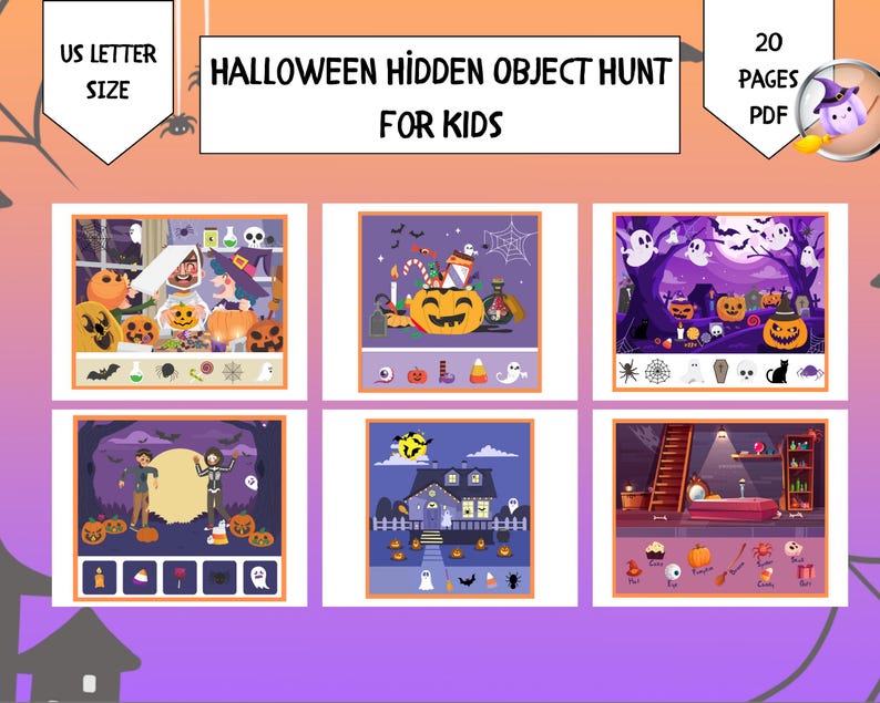 Halloween Hidden Object Hunt for Kids, 20 Page Fun and Brain-boosting ...