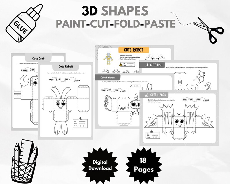 3D Shape Nets Activity, Cut Fold Paste Worksheet, Homeschool Schedule ...