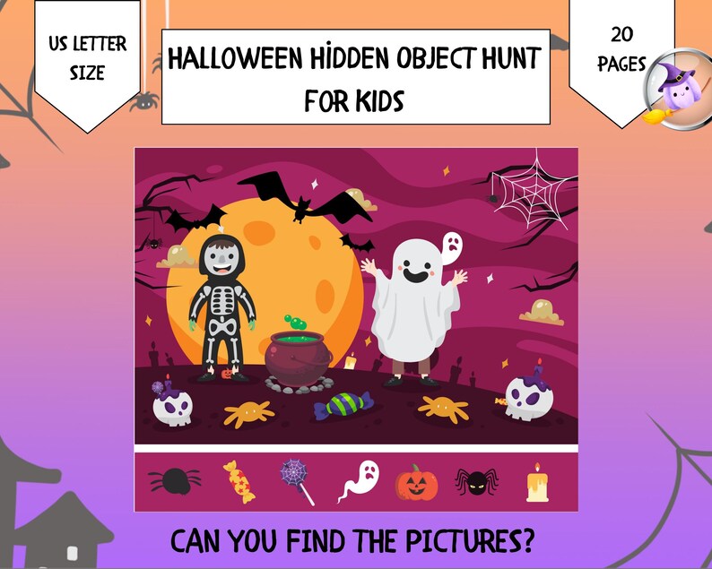 Halloween Hidden Object Hunt for Kids, 20 Page Fun and Brain-boosting ...