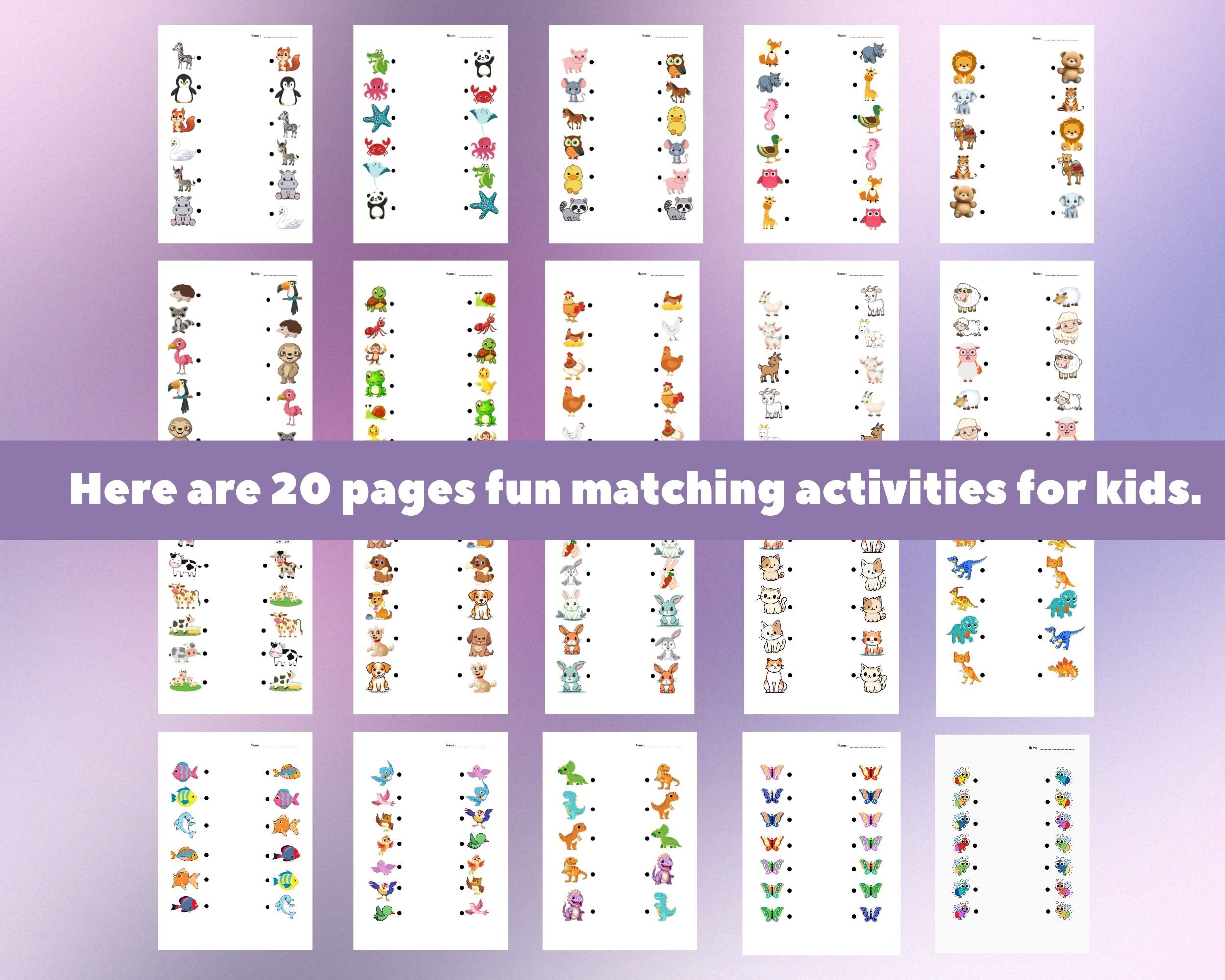 Animal Matching Activity, Animal Pairs Matching Activity, Preschool ...