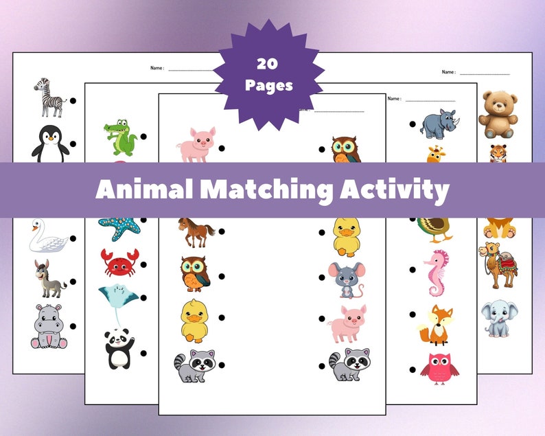 Animal Matching Activity, Animal Pairs Matching Activity, Preschool ...