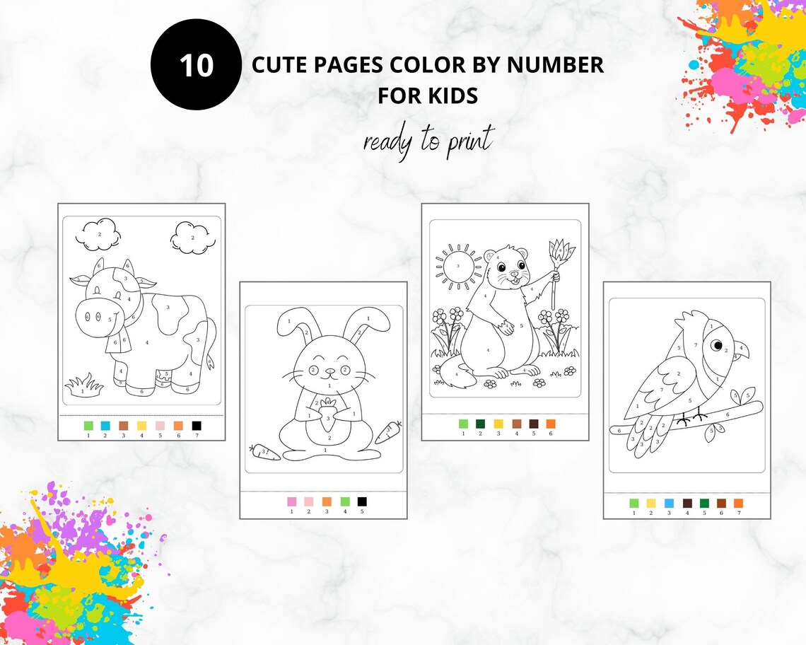 Color by Number for Kids - 10 Page Activity PDF , Fun and Educational ...