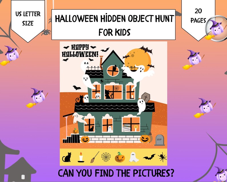 Halloween Hidden Object Hunt for Kids, 20 Page Fun and Brain-boosting ...