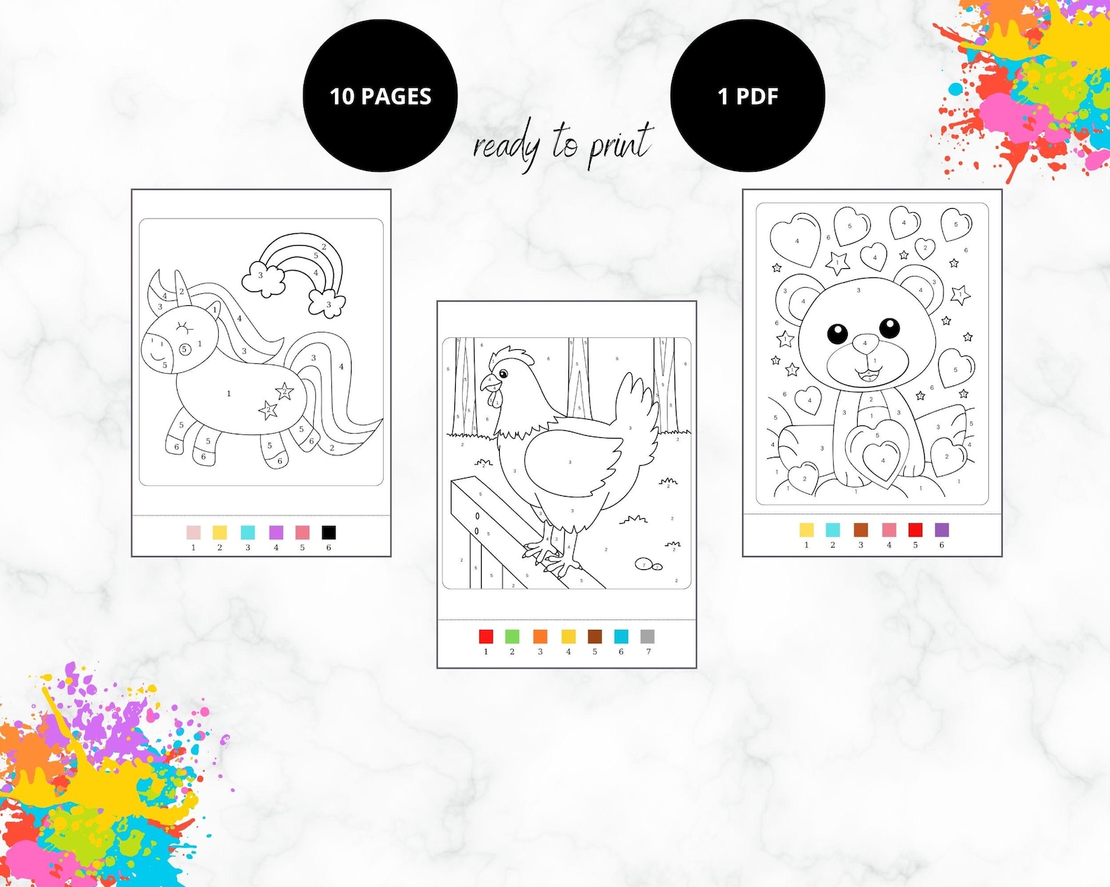 Color by Number for Kids - 10 Page Activity PDF , Fun and Educational ...