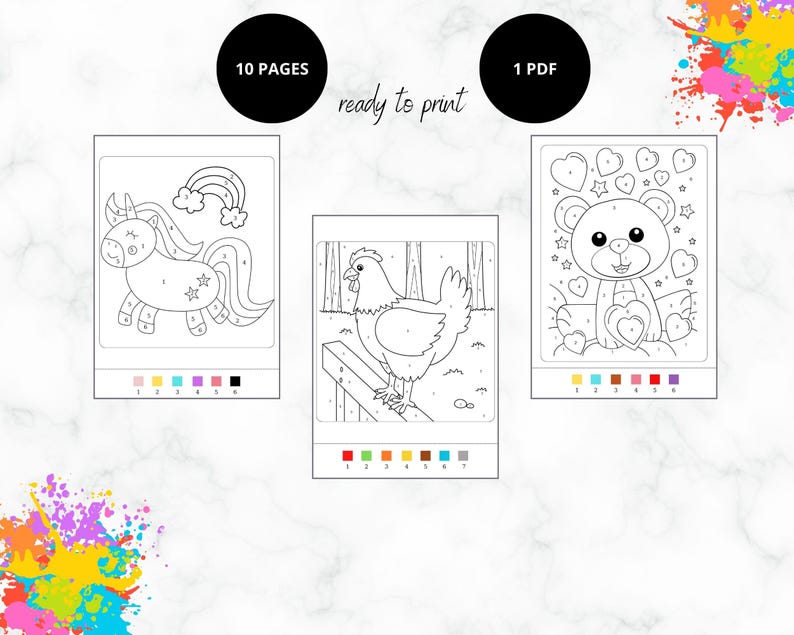 Color by Number for Kids - 10 Page Activity PDF , Fun and Educational ...