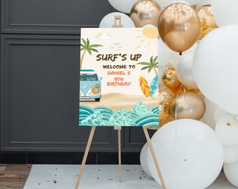 Editable ANY AGE Boy the Big One Surf's up Surfing Birthday Decor ...