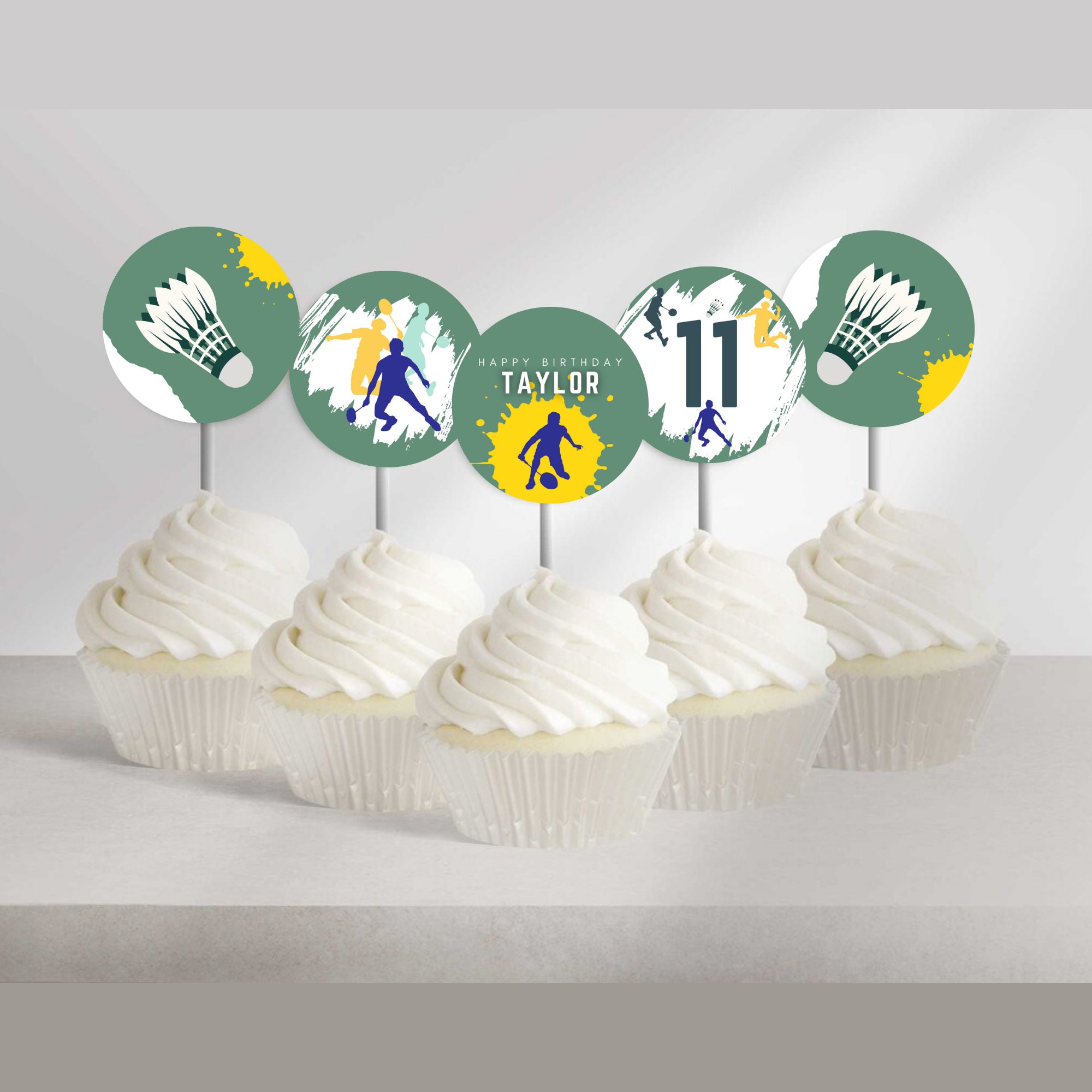 Badminton Birthday Cupcake Toppers, Badminton Party Decorations ...