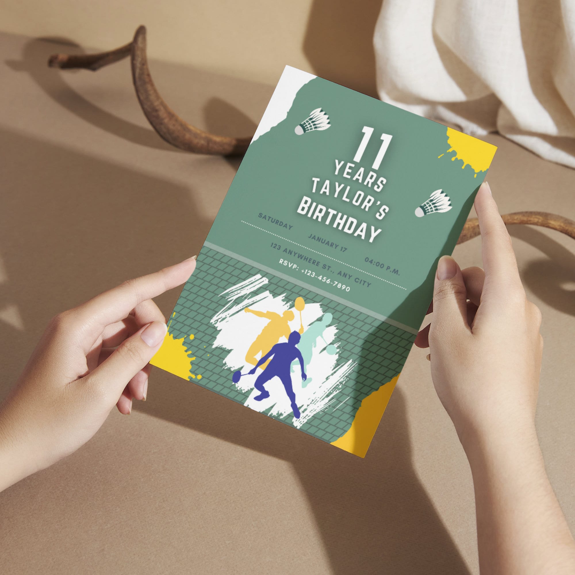 Badminton Birthday Invitation, Badminton Party Invitation, Game On ...