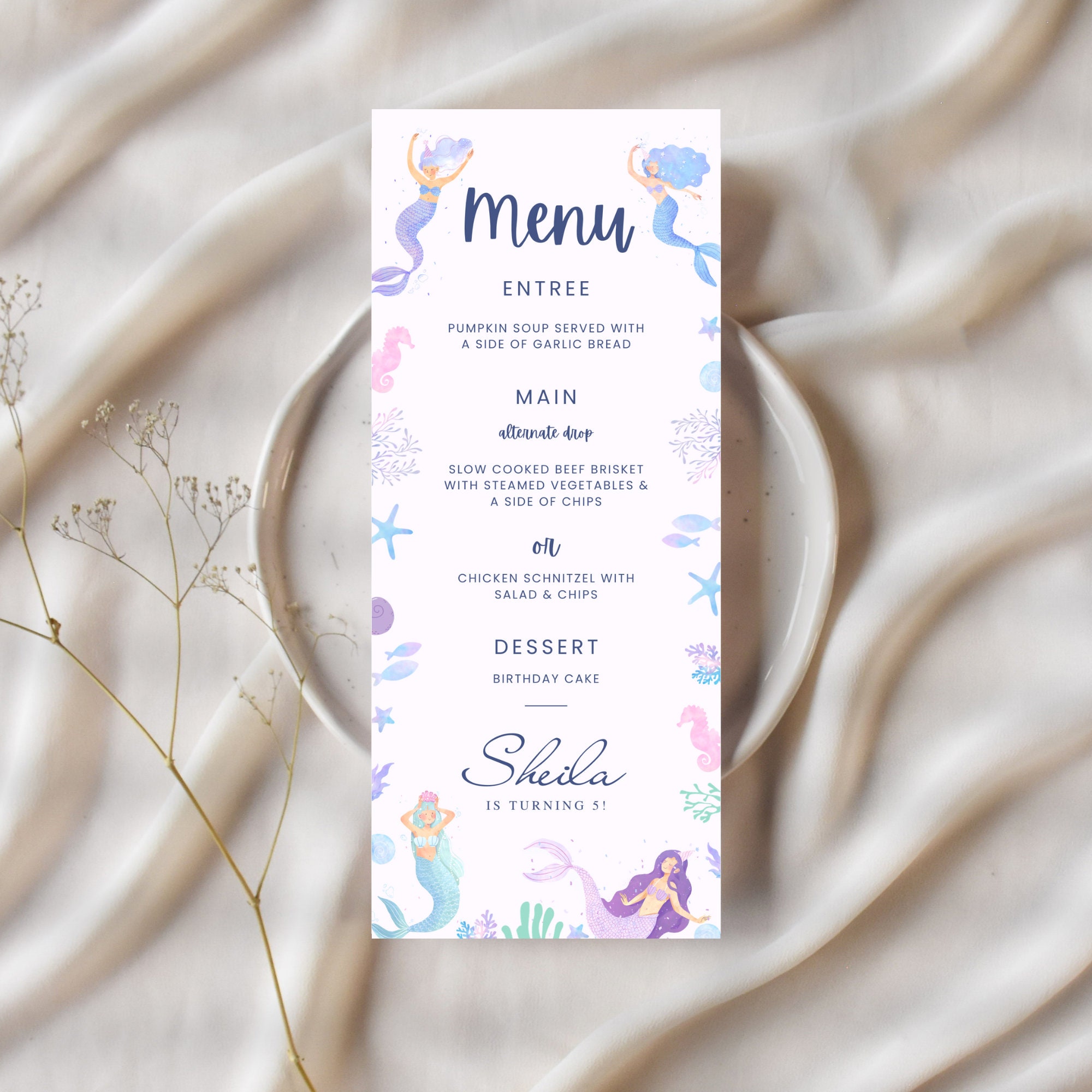 Mermaid Food Tent Template, Under the Sea Party, Mermaid Birthday Party ...