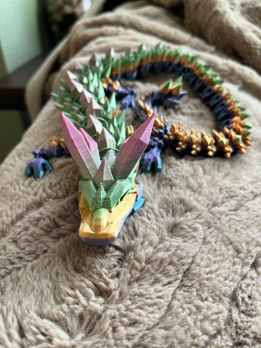 3D Printed CRYSTAL RAINBOW DRAGON Articulated Desk, Office, or Playroom ...