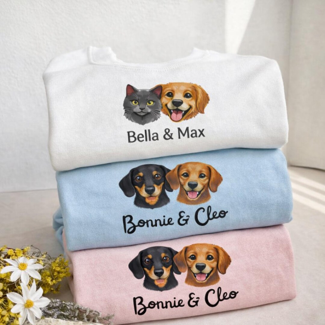 Custom Pet Portrait T-shirt, Personalized Pet Shirt, Pet Face Shirt ...