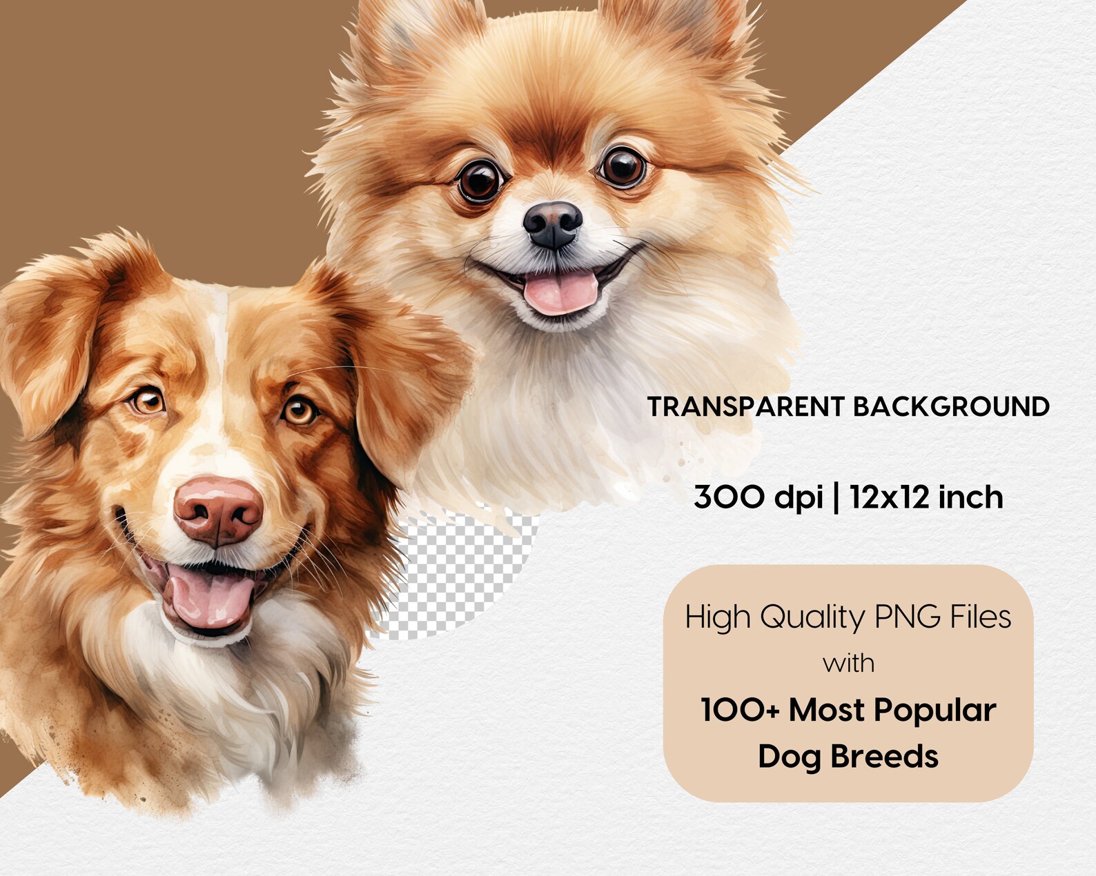 Dogs Clipart Bundle, 100 Dog Breeds, Pet Watercolor Portrait, Cute ...