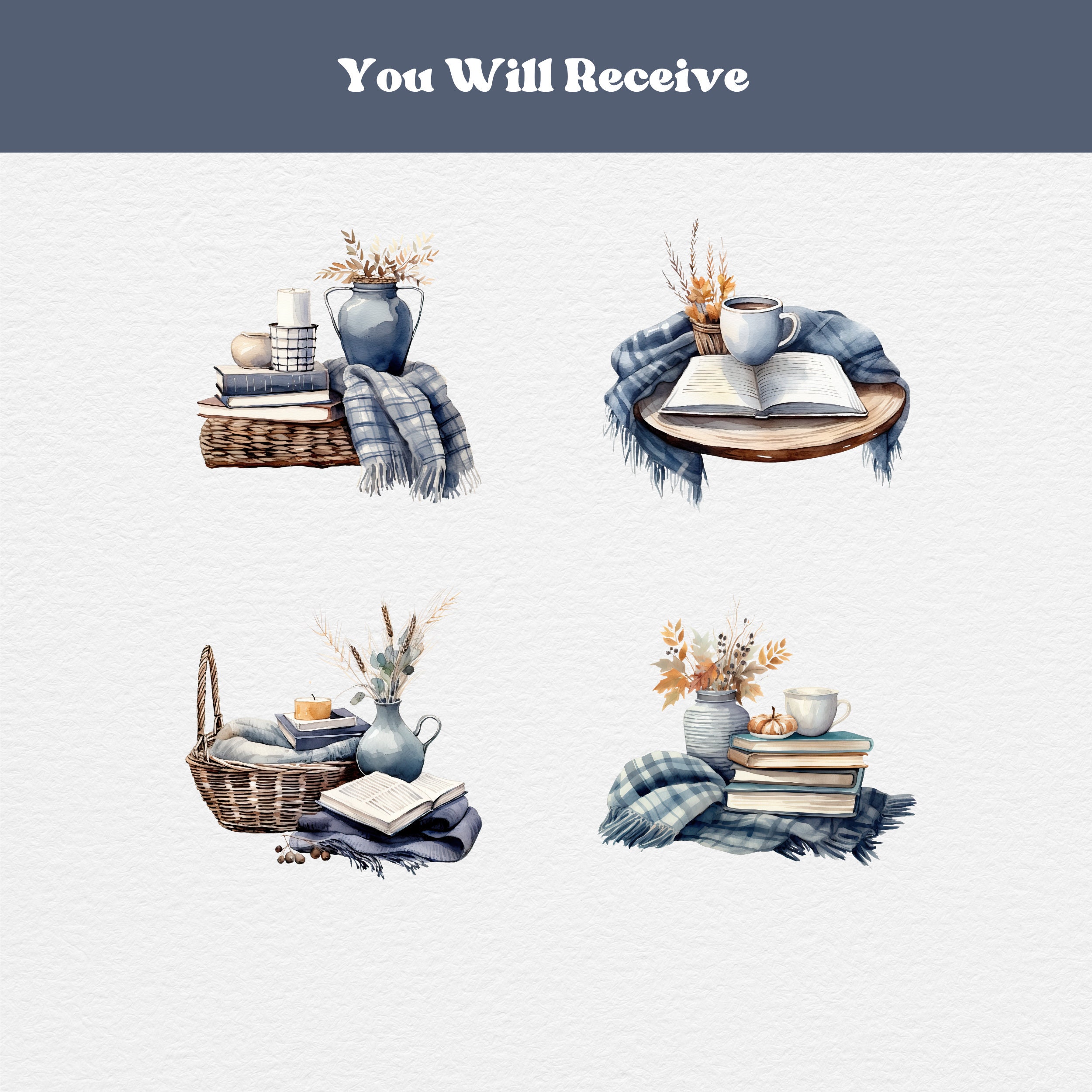 Cottagecore Winter Clipart Bundle Watercolor Cozy PNG - Etsy