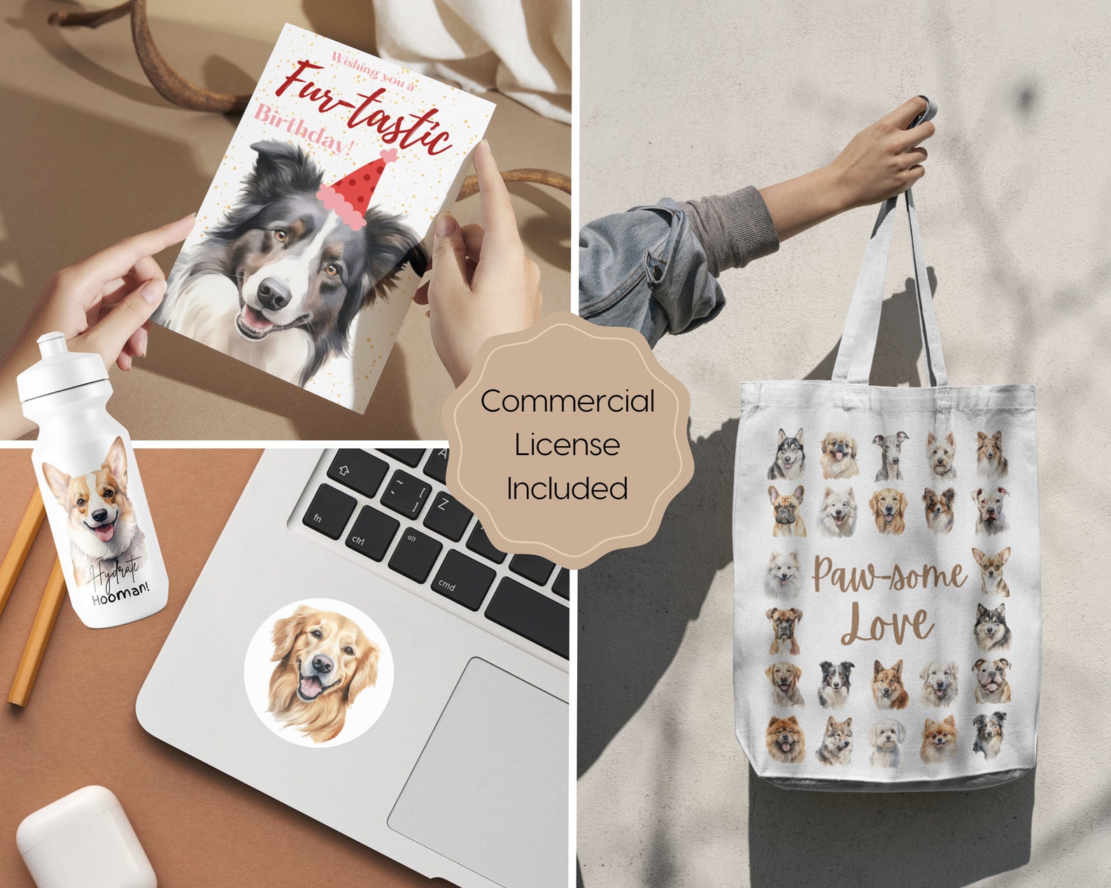 Dogs Clipart Bundle, 100 Dog Breeds, Pet Watercolor Portrait, Cute ...