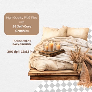 Watercolor Cozy Clipart Bundle, Self-care PNG, Aesthetic Cottagecore ...