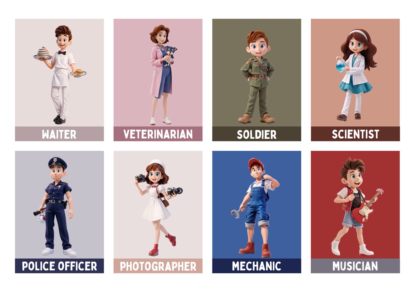 Printable Occupations / Jobs - Flashcards for Kids + Free Coloring Book ...