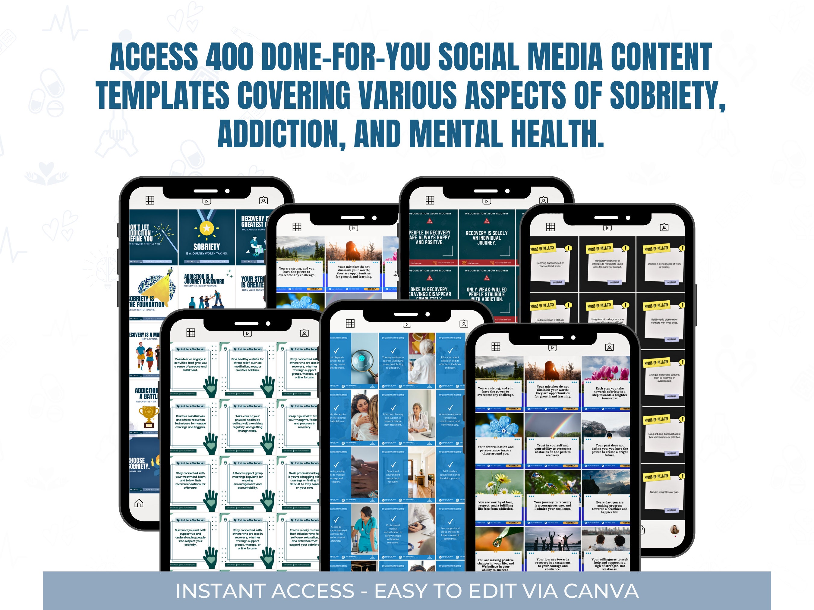 Sobriety Addiction Recovery Canva Templates | 400 E-book Designs ...