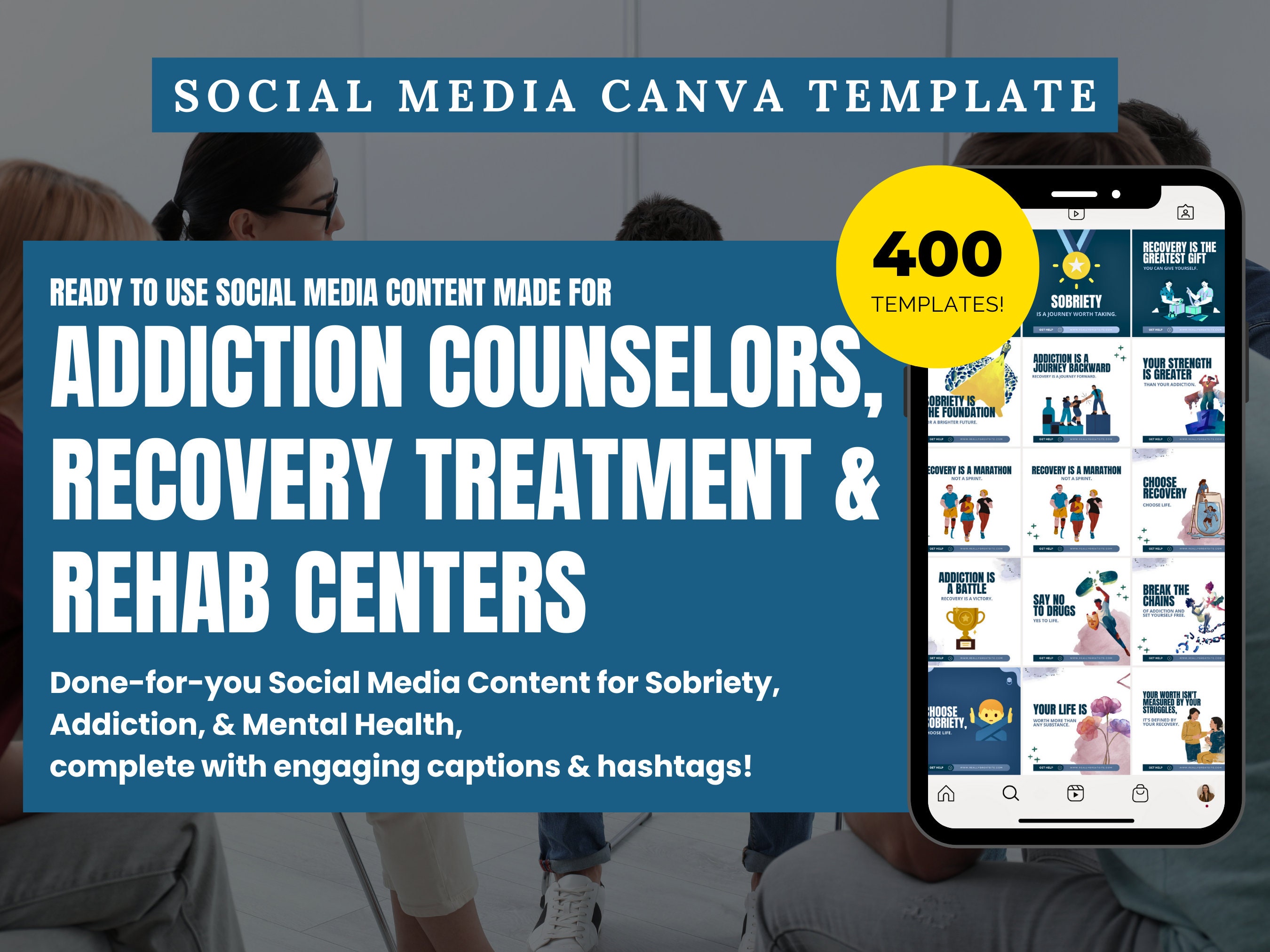 Sobriety Addiction Editable Canva Template E-book Done for You Course ...