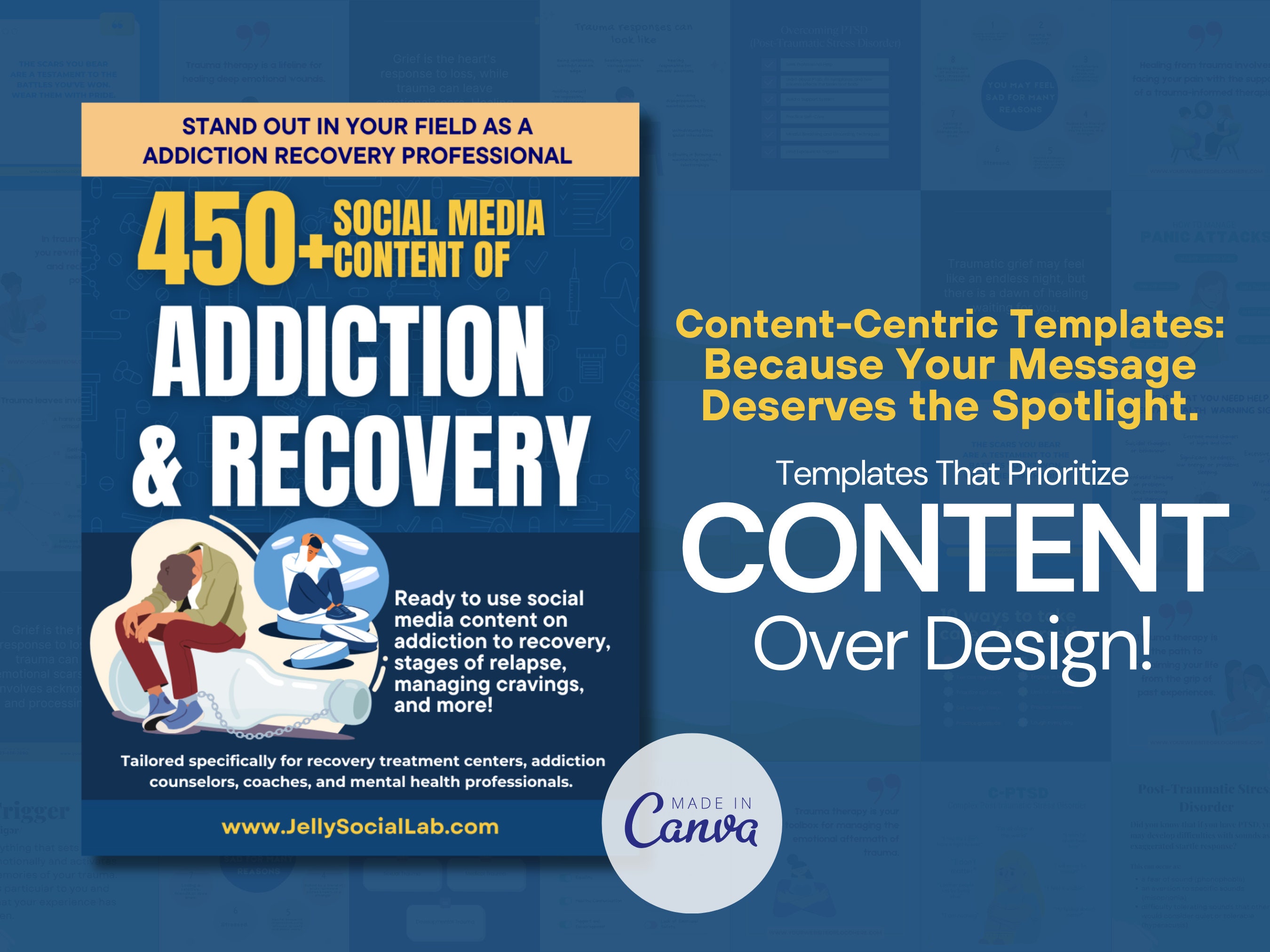 Addiction Recovery Social Media Content: 450+ Canva Templates - Etsy