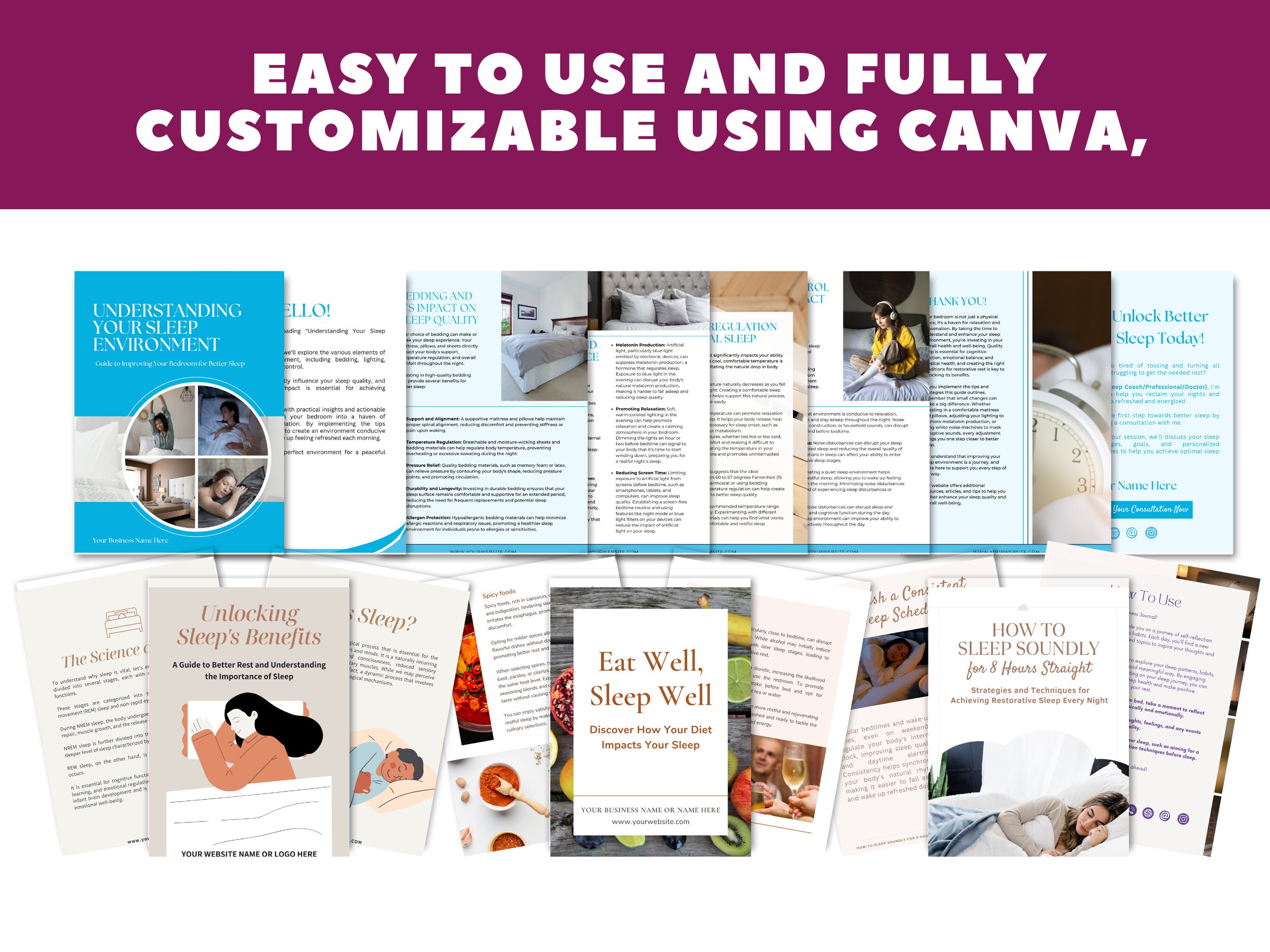 Sleep Health Done for You Ebook Sleep Hygiene Journal Editable Canva ...