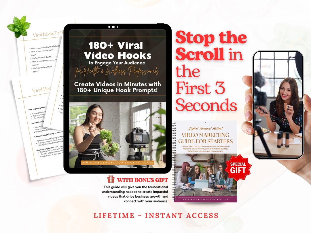 180+ Health & Wellness Video Hooks: Social Media Content Ideas (digital ...