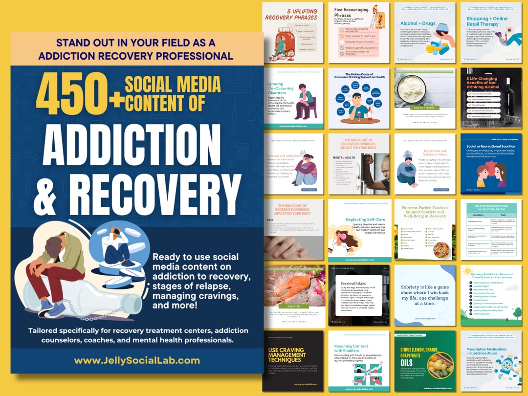 Addiction Recovery Social Media Content: 450+ Canva Templates - Etsy