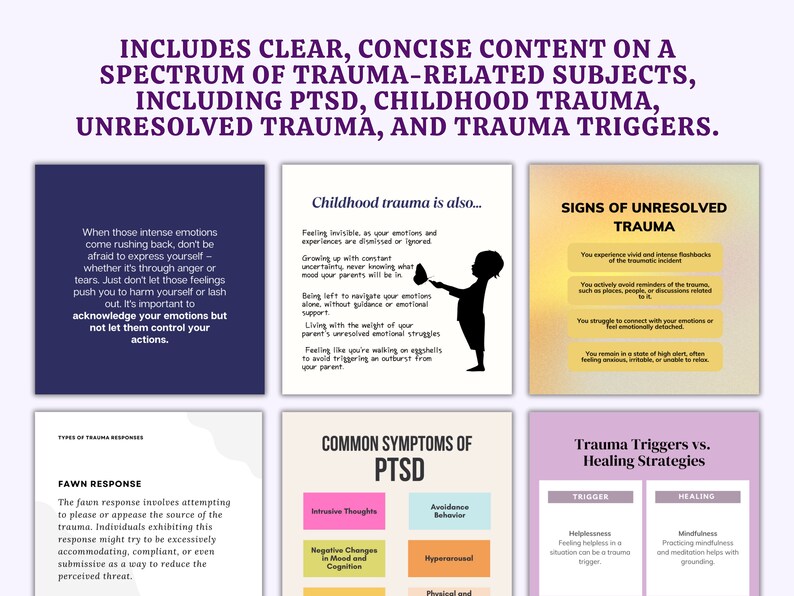 Trauma Social Media Canva Template Mental Health EMDR Psychology Therapy PTSD Coaching Tools ...
