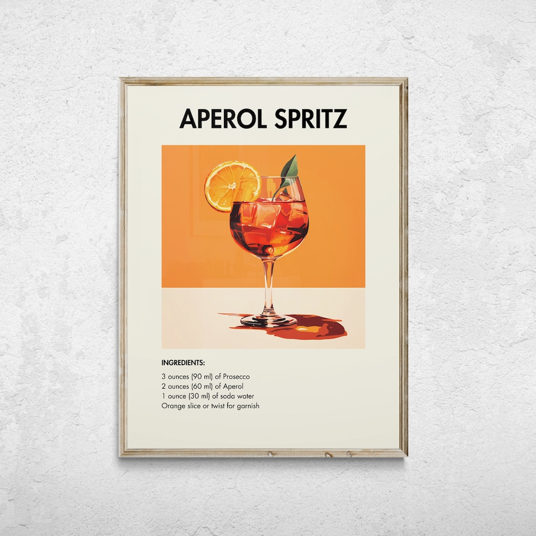 Aperol Spritz Print, Aperol Spritz Decor, Aperol Spritz Poster, Retro ...