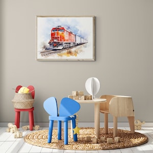 Set of 6 Train Prints, Train Nursery, Transportation Decor, Boys Room Decor, Travel Nursery ...