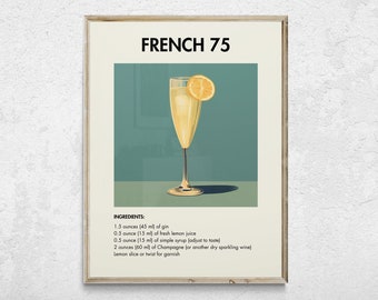 French 75 Cocktail Print - Etsy