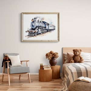 Watercolor Steam Train Print, Vintage Locomotive Art (digital Download) - Etsy