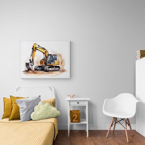 Excavator Print, Digger Art, Construction Print, Toddler Boy Poster ...