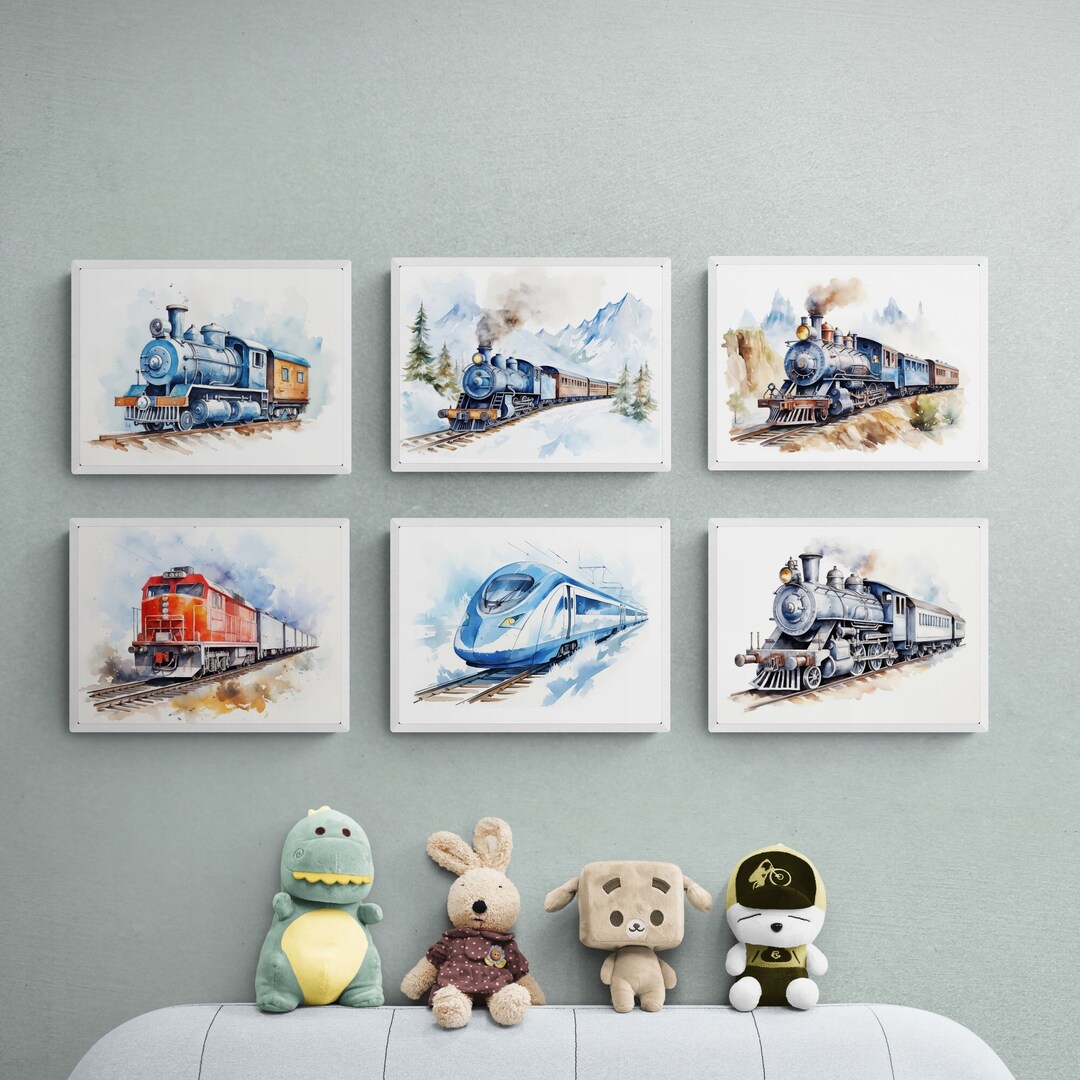 Watercolor Train Prints Set, Boys Nursery Decor (digital Download) - Etsy