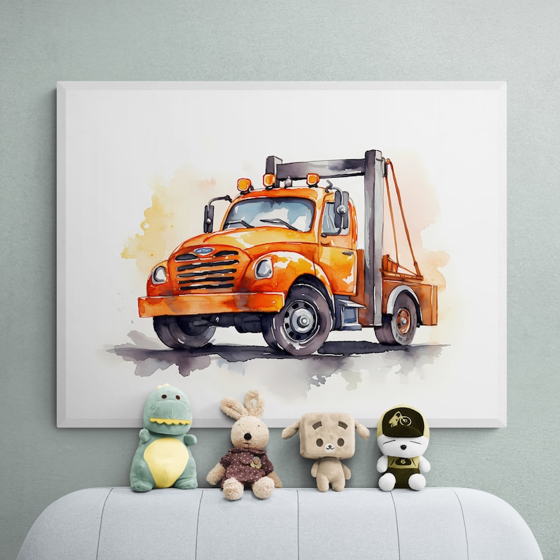 Watercolor Tow Truck Print, Transportation Decor (digital Download) - Etsy