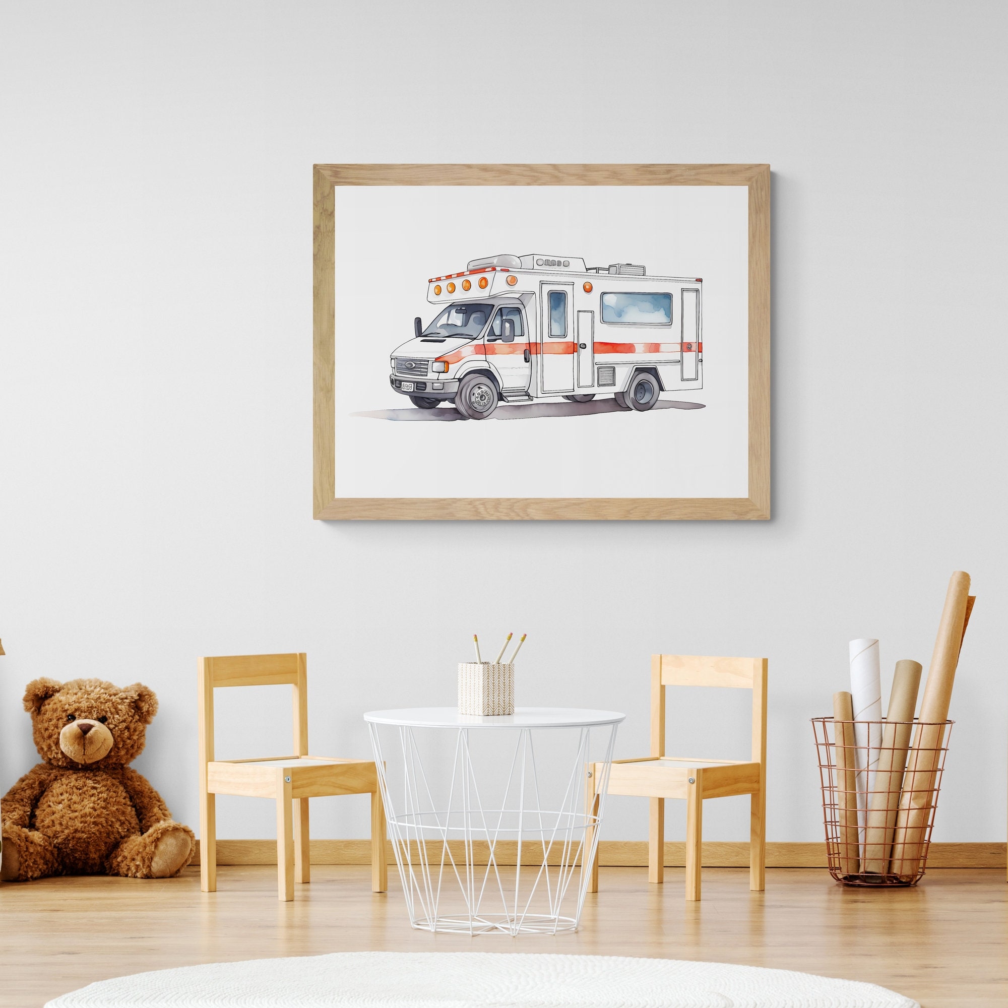 Ambulance Truck Print, Ambulance Car Poster, Ambulance Truck Wall Art ...