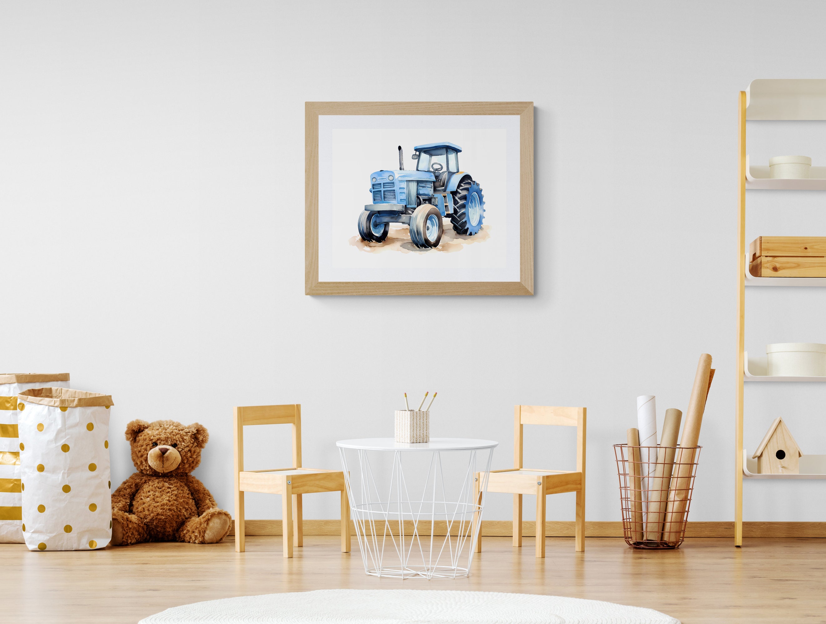 Printable Tractor Watercolor Tractor Blue Tractor Farm - Etsy