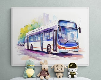 City Bus Printable, Bus Print, Transportation Wall Art, Cars Decor ...