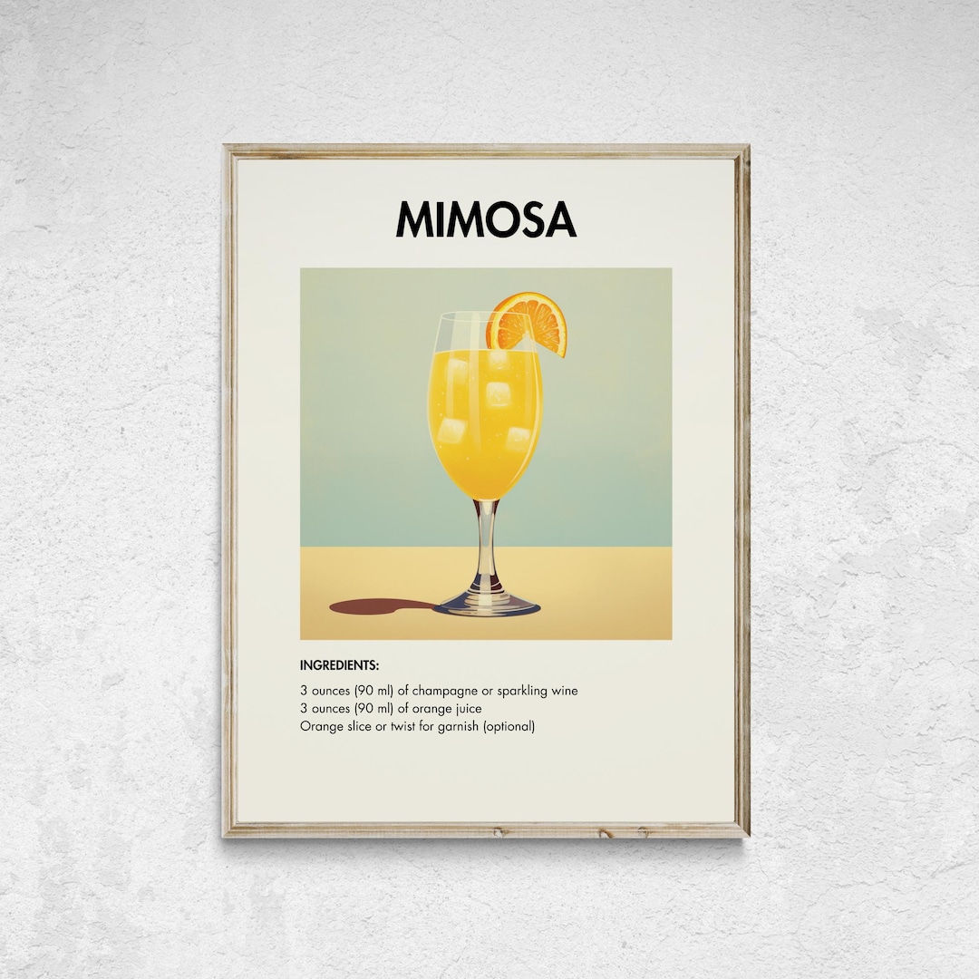Mimosa Cocktail Printable, Mimosa Cocktail Poster, Mimosa Cocktail ...