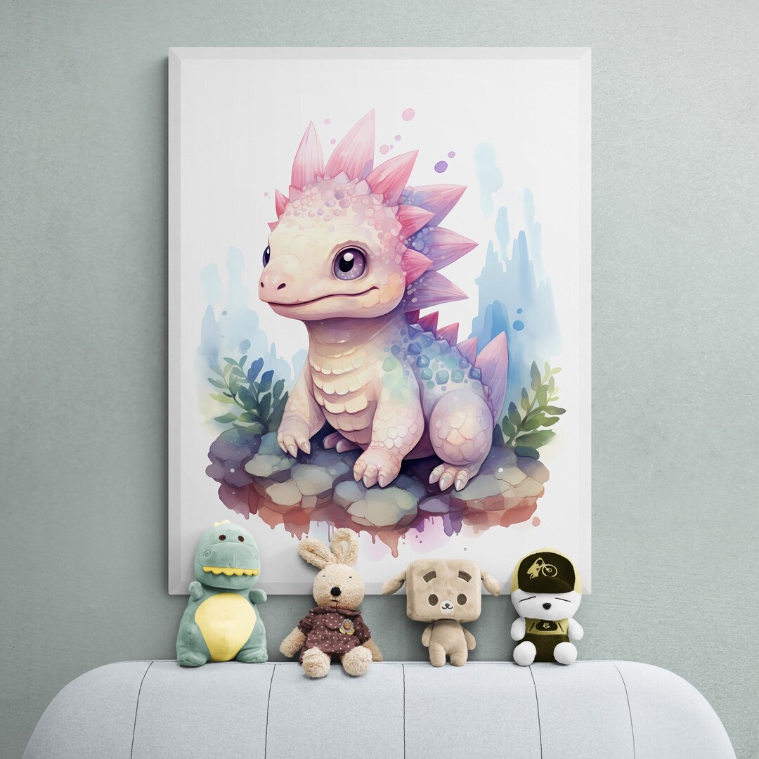 Watercolor Baby Stegosaurus Print, Dinosaur Nursery Art (digital ...