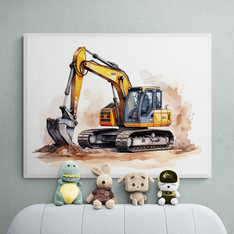 Excavator Print Digger Art Construction Print Toddler Boy - Etsy