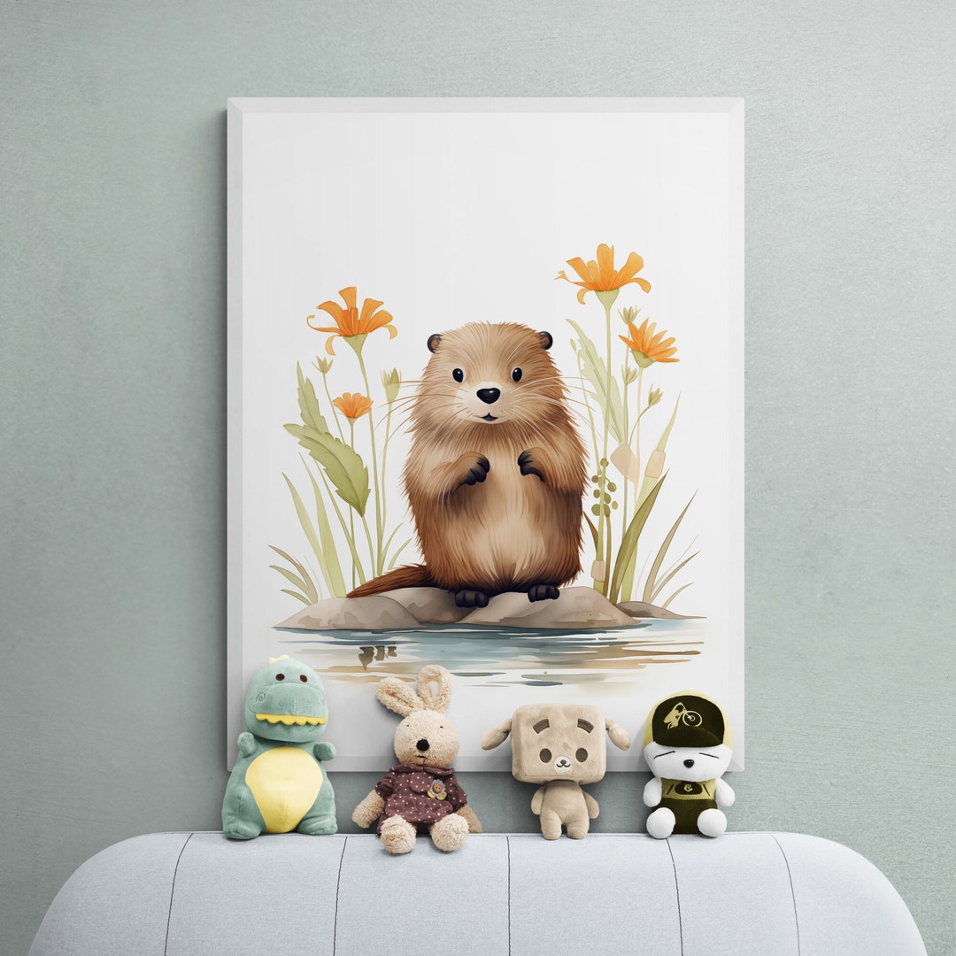 Beaver Print Forest Nursery Print Beaver Printable Wall Art - Etsy