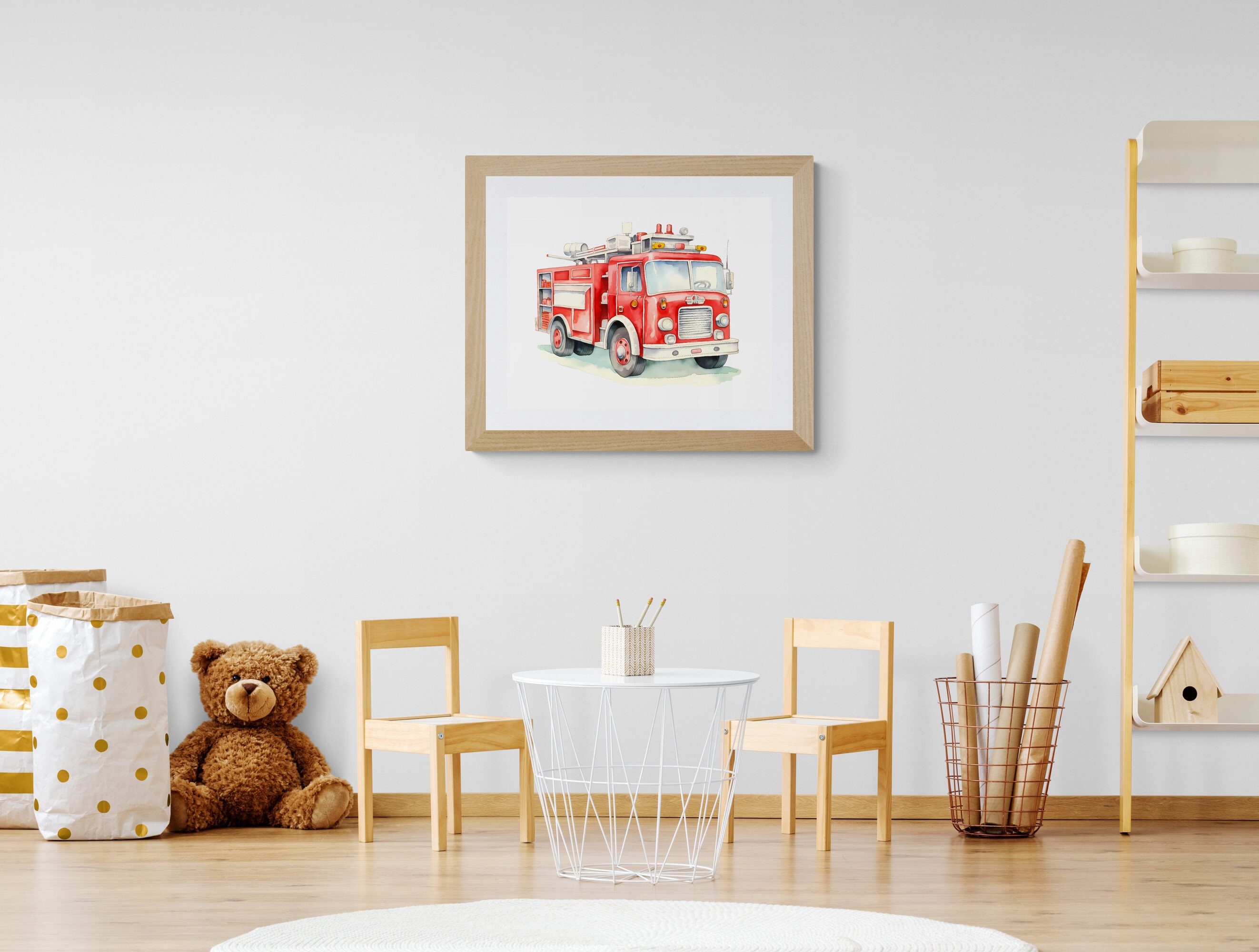 Watercolor Fire Truck Print, Boys Nursery Decor (digital Download) - Etsy