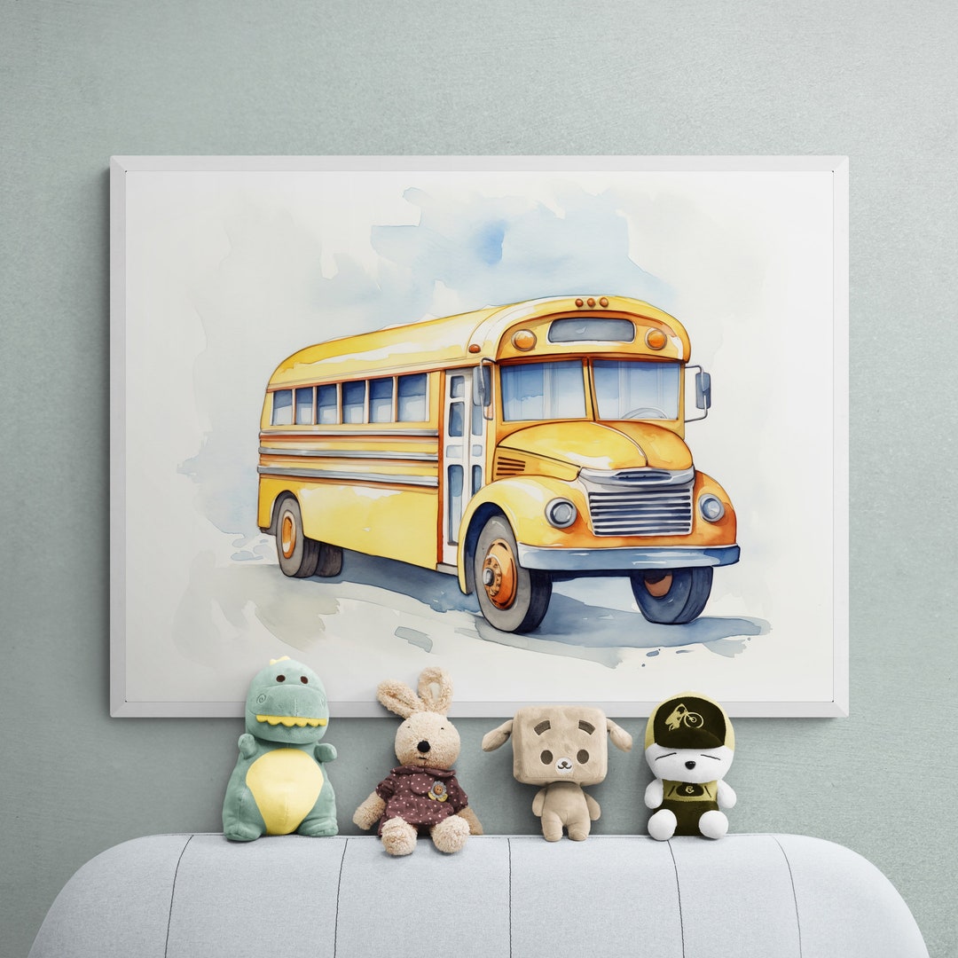 School Bus Print, Transportation Art, Car Art Decor, Printable ...