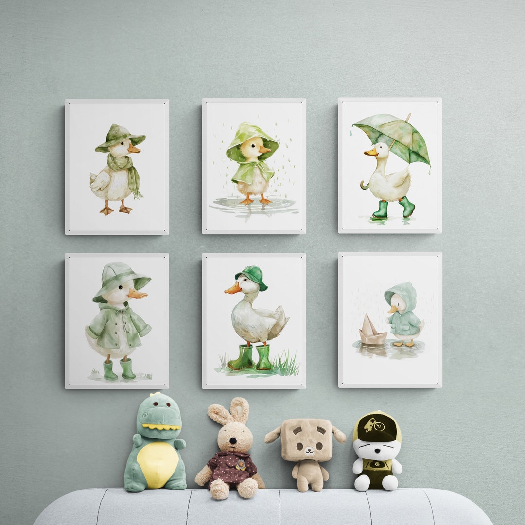 Duck Nursery Decor, Set of 6 Print Goose, Sage Green Nursery Decor ...