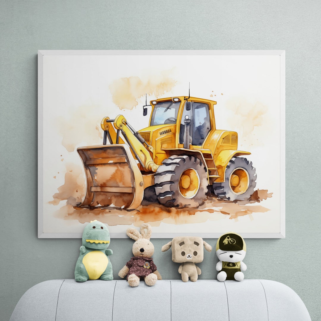 Watercolor Bulldozer Print, Construction Nursery Decor (digital ...